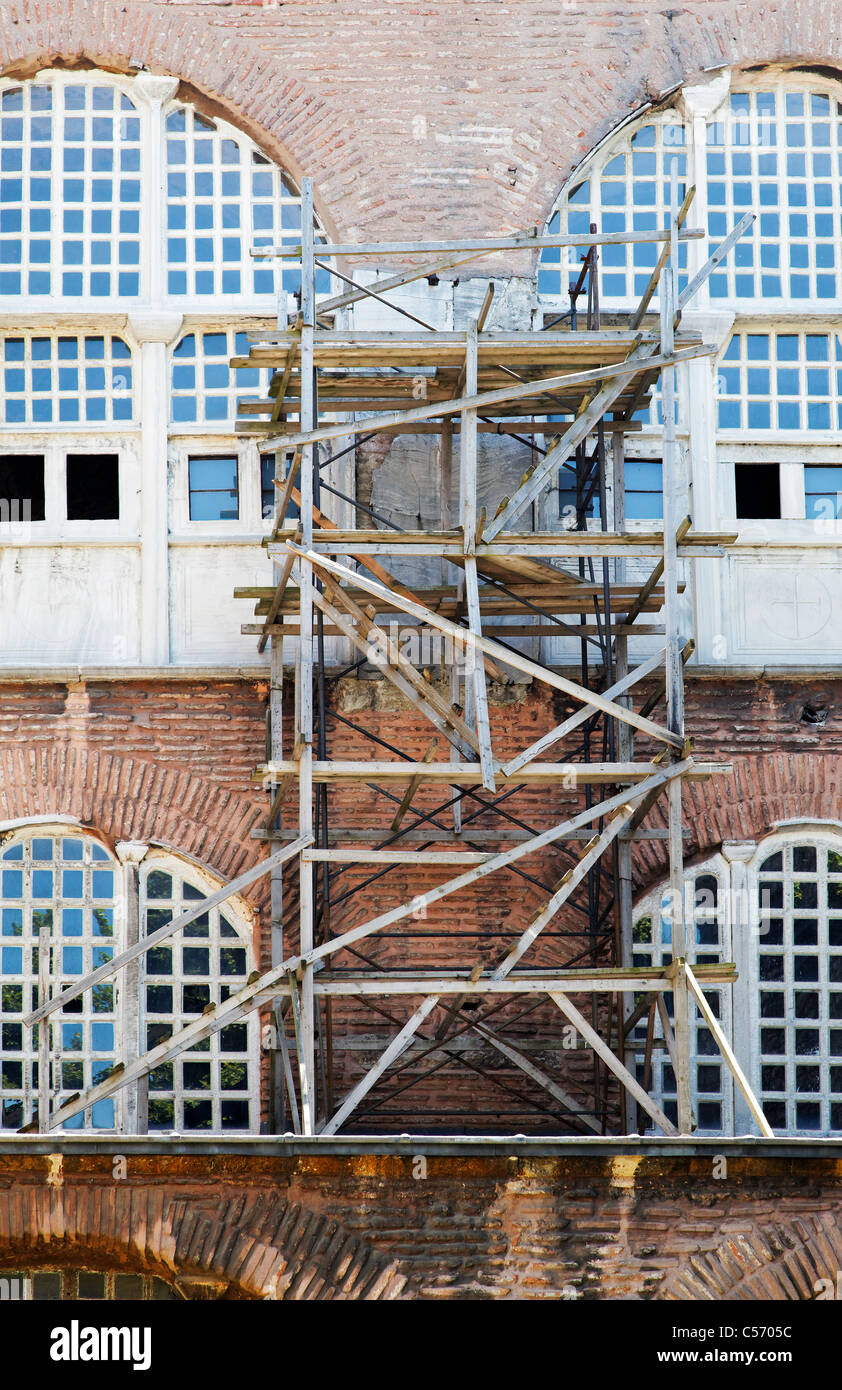 June 2011 architectural detail rickerty wooden scaffold at Hagia Sophia ...