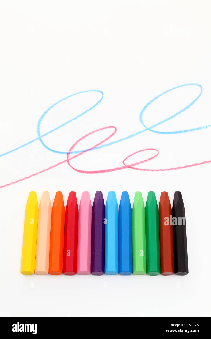 Colorful crayons isolated on white background Stock Photo - Alamy