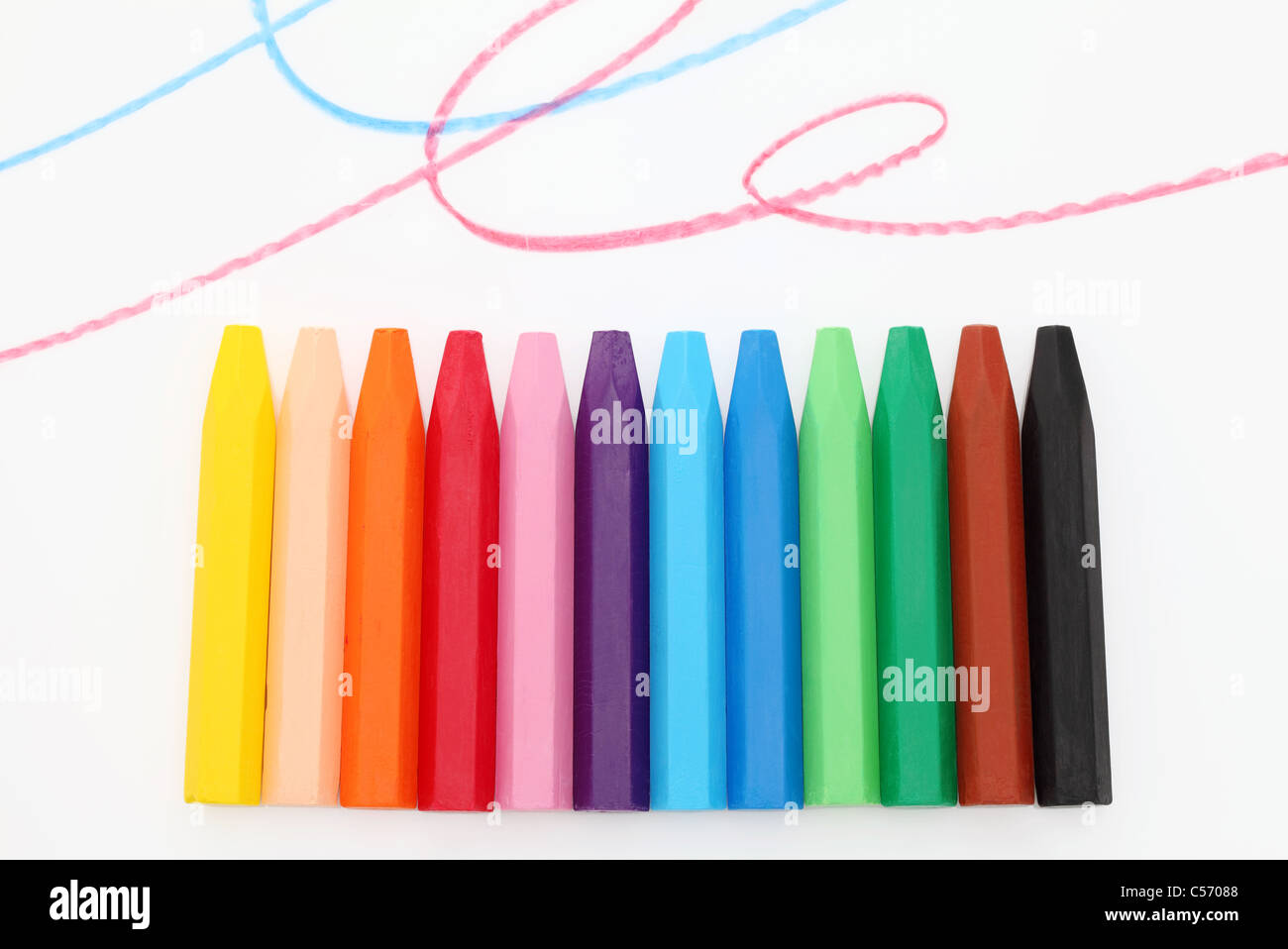 Colorful crayons isolated on white background Stock Photo - Alamy