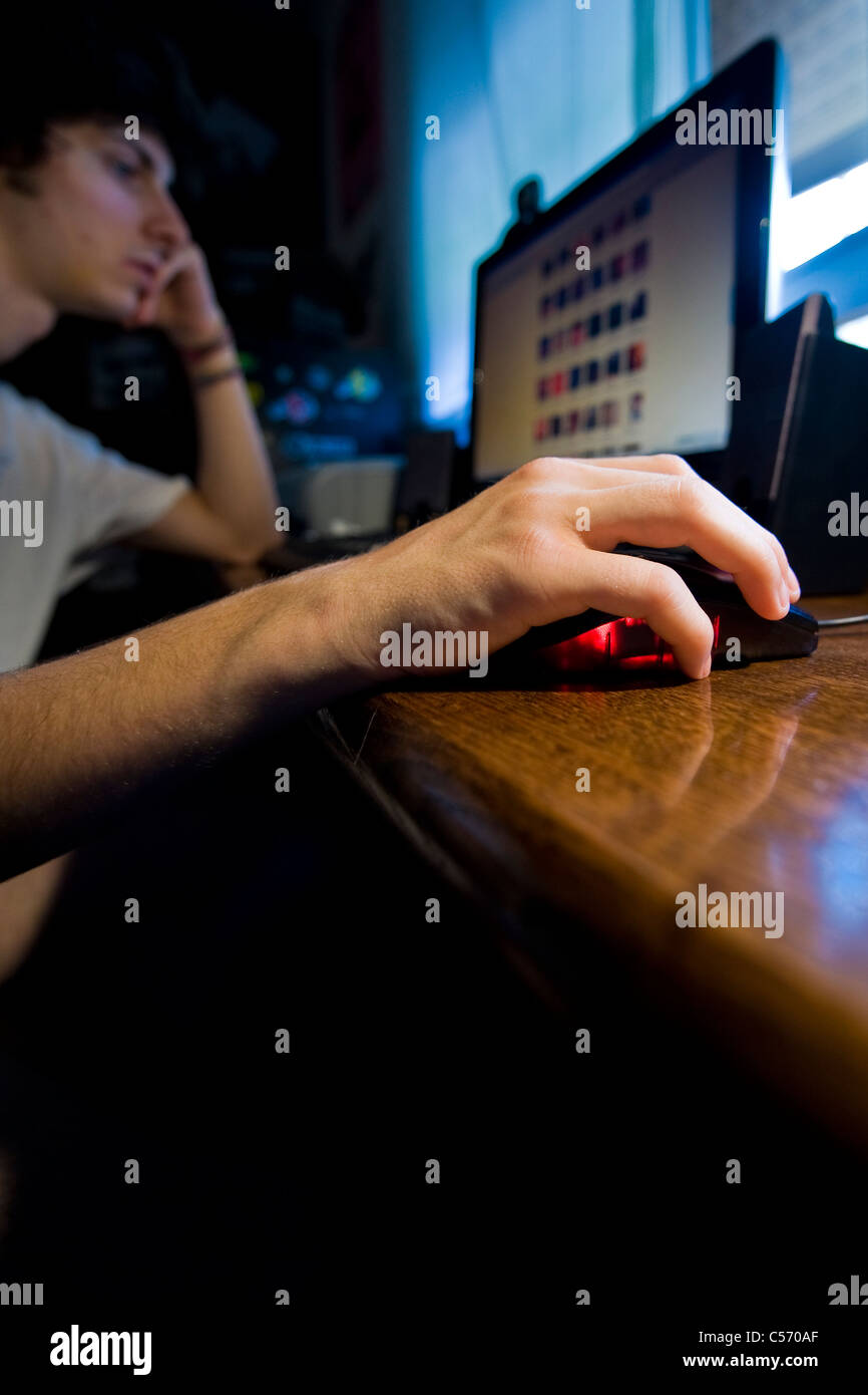 Boy, facebook, computer Stock Photo - Alamy