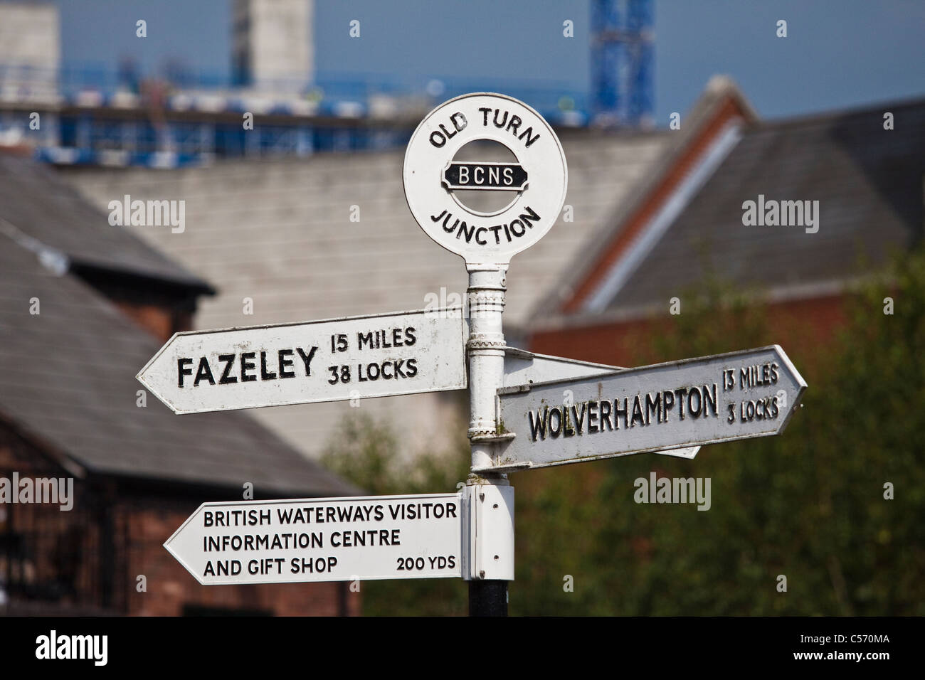 Old Turn junction canal sign Stock Photo - Alamy