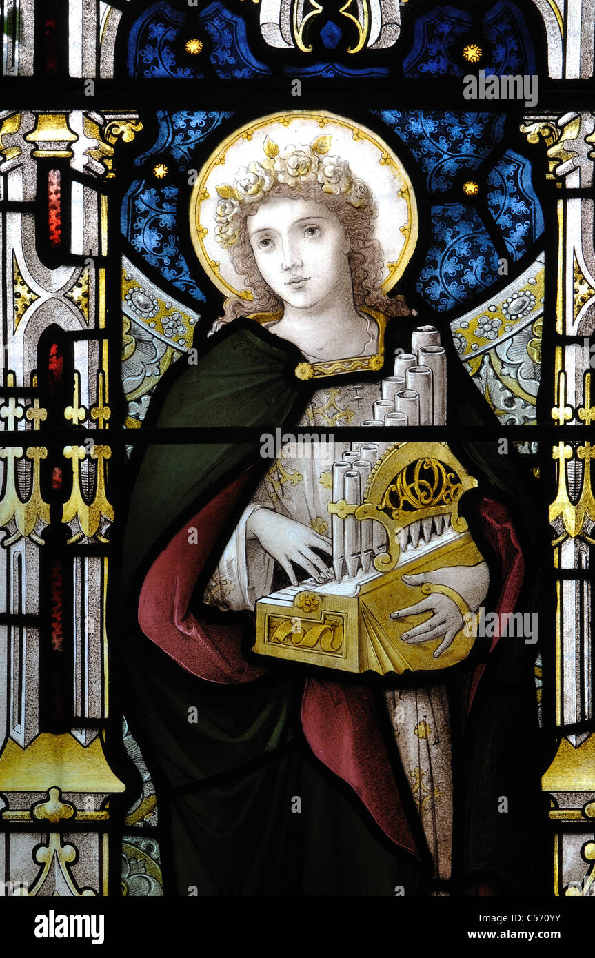 St. Cecilia stained glass, St. Mary`s Church, Compton, Berkshire ...