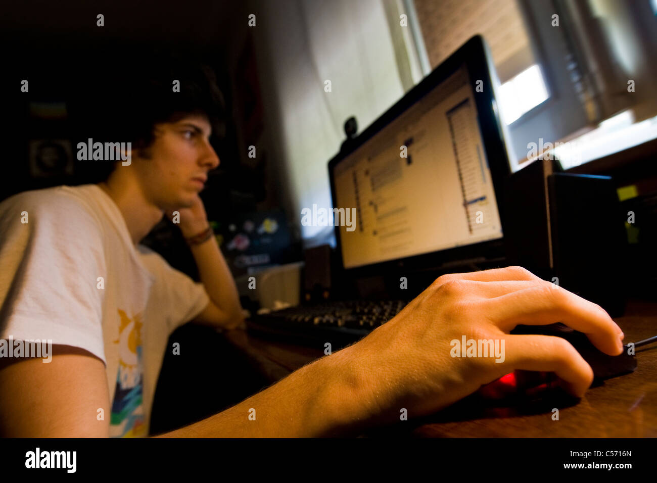 Boy, facebook, computer Stock Photo - Alamy