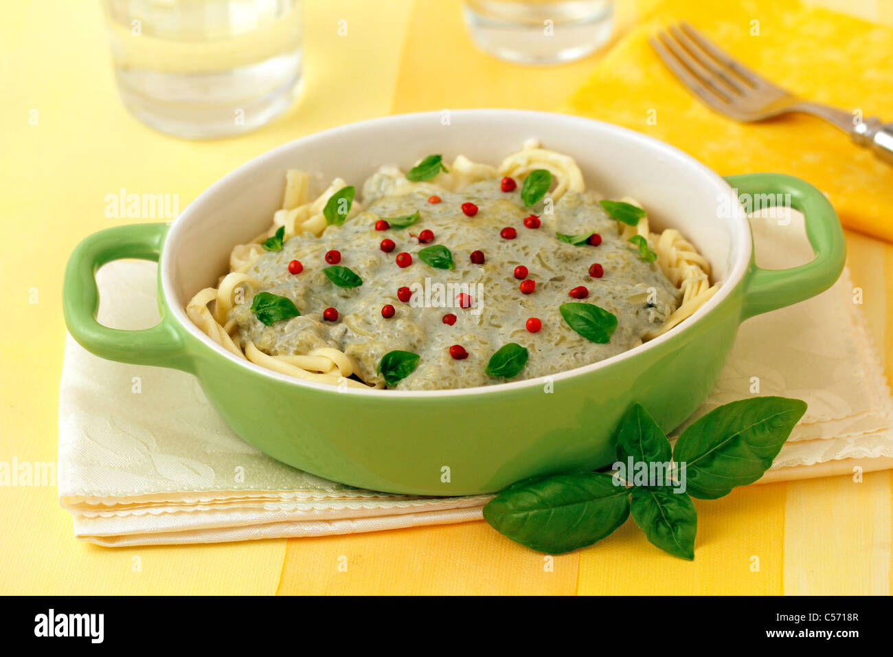 Tagliarini with four cheeses. Recipe available Stock Photo - Alamy
