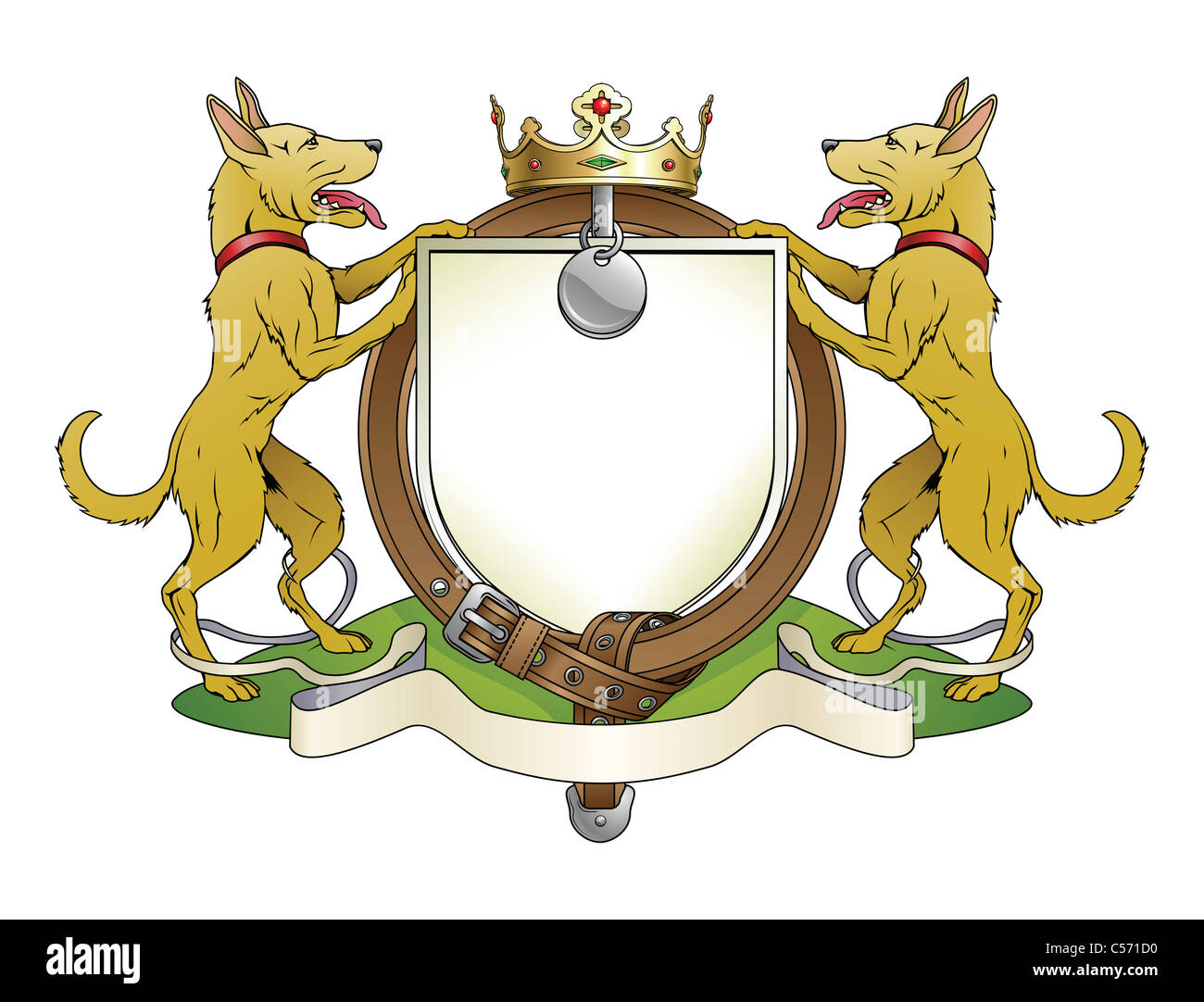 Dog pets heraldic shield coat of arms. Notice the collar instead of ...