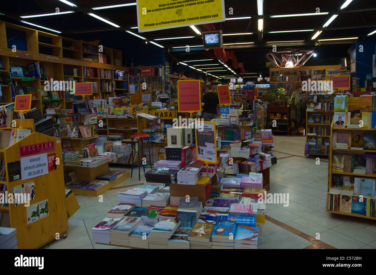 Bookshop interior Knez Mihailova main pedestrian street Belgrade ...