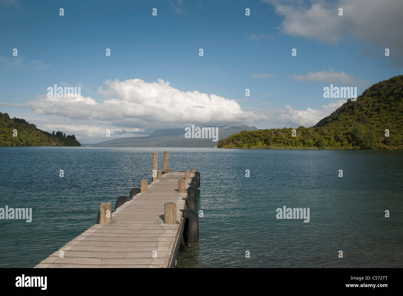 Wooden jetty over lake Stock Photo - Alamy