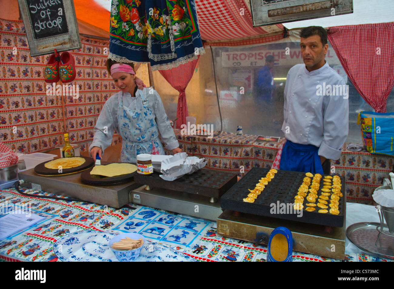 Pancake stall at Albert Cuypmarkt market De Pijp district Amsterdam the ...