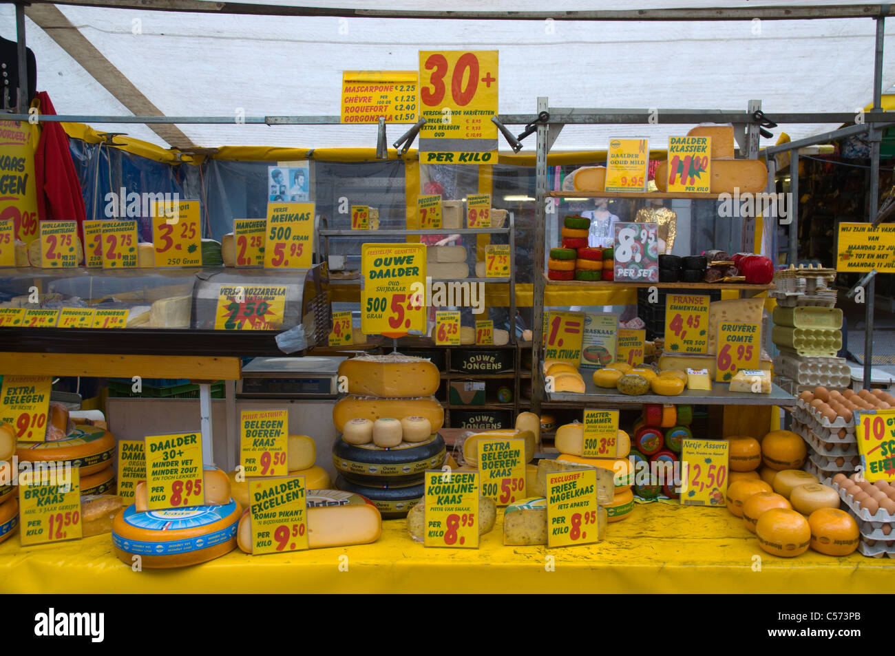 Cheese stall Albert Cuypmarkt market De Pijp district Amsterdam the ...