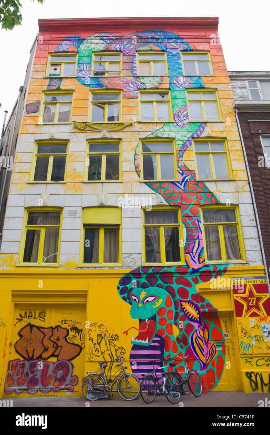 Spuistraat 199 squatters house with graffiti Amsterdam the Netherlands ...