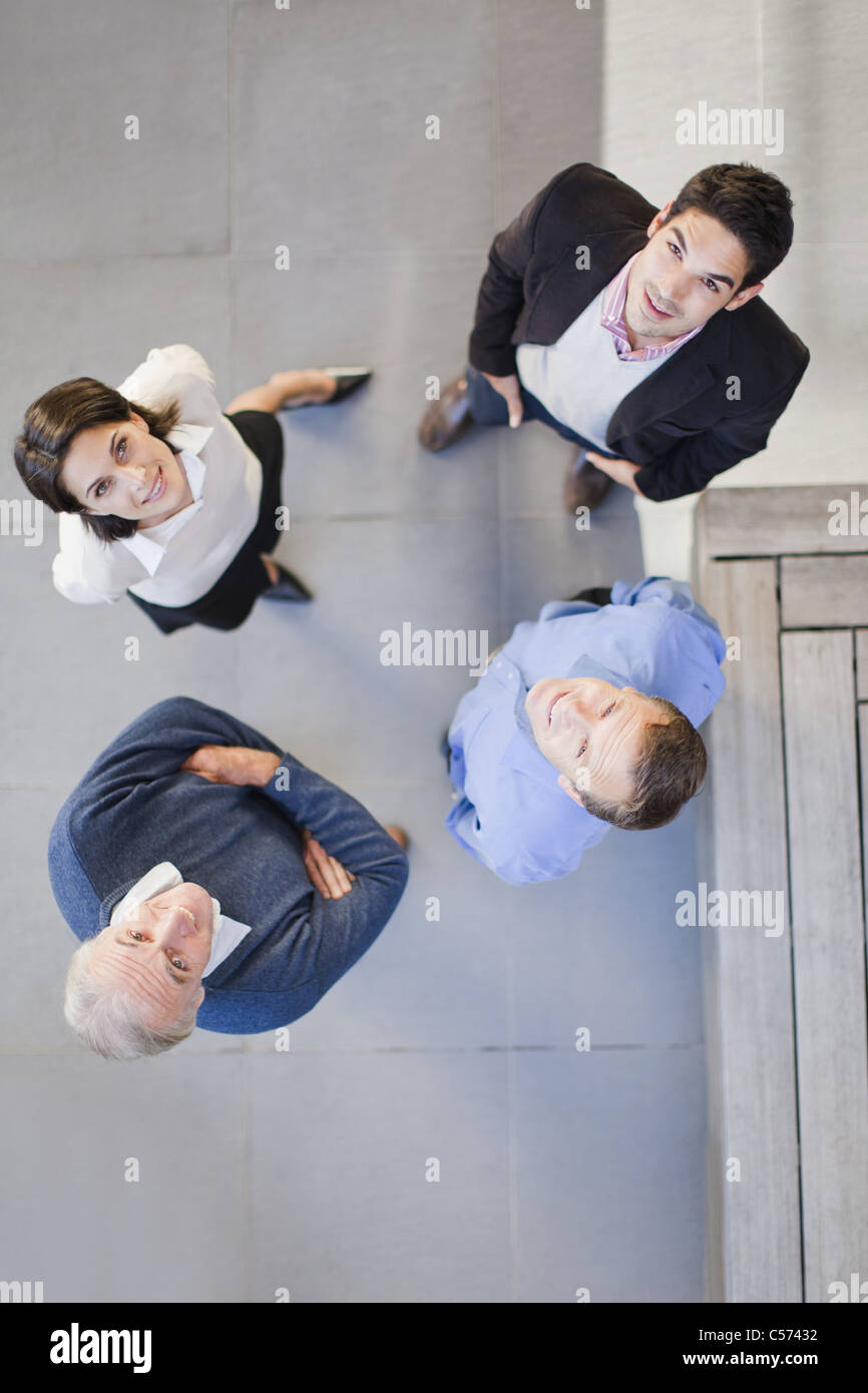 Overhead view of business people talking Stock Photo - Alamy
