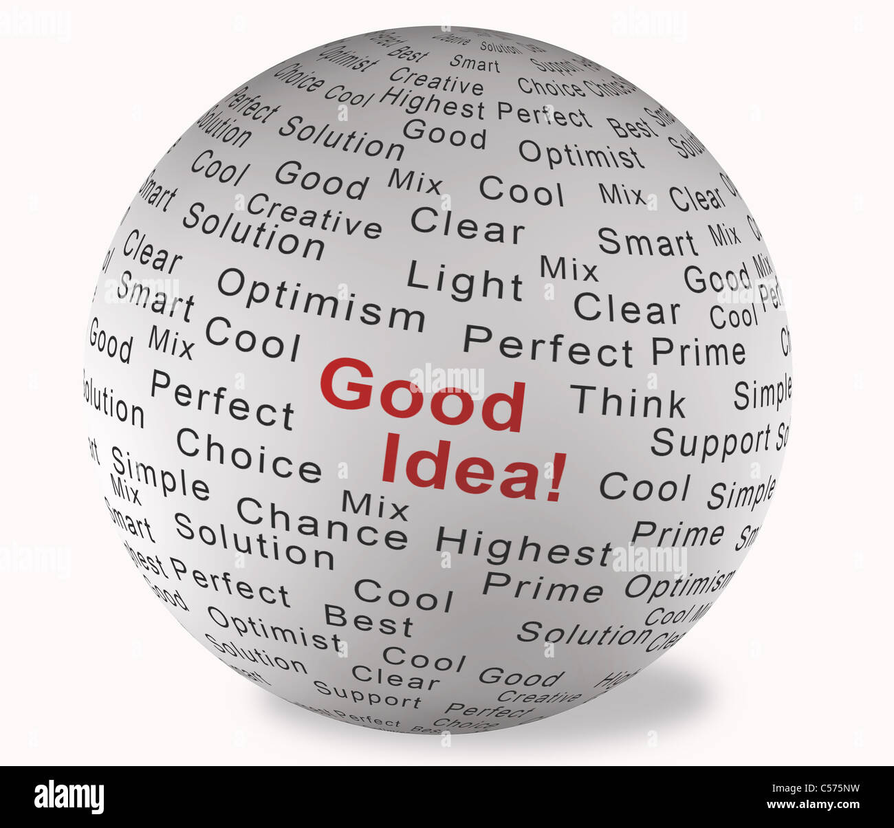 Illustration ball with inscription Good Idea in red on a white ...