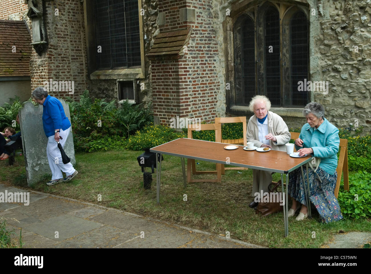 Cup of tea seniors older women friends local church open day, visit ...