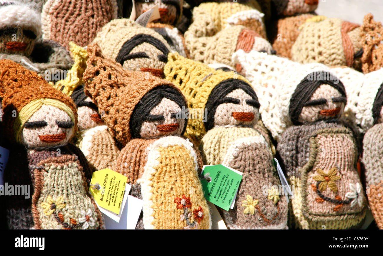 Local Chilean dolls made of wool, Chiloé Island, Chile, South America ...