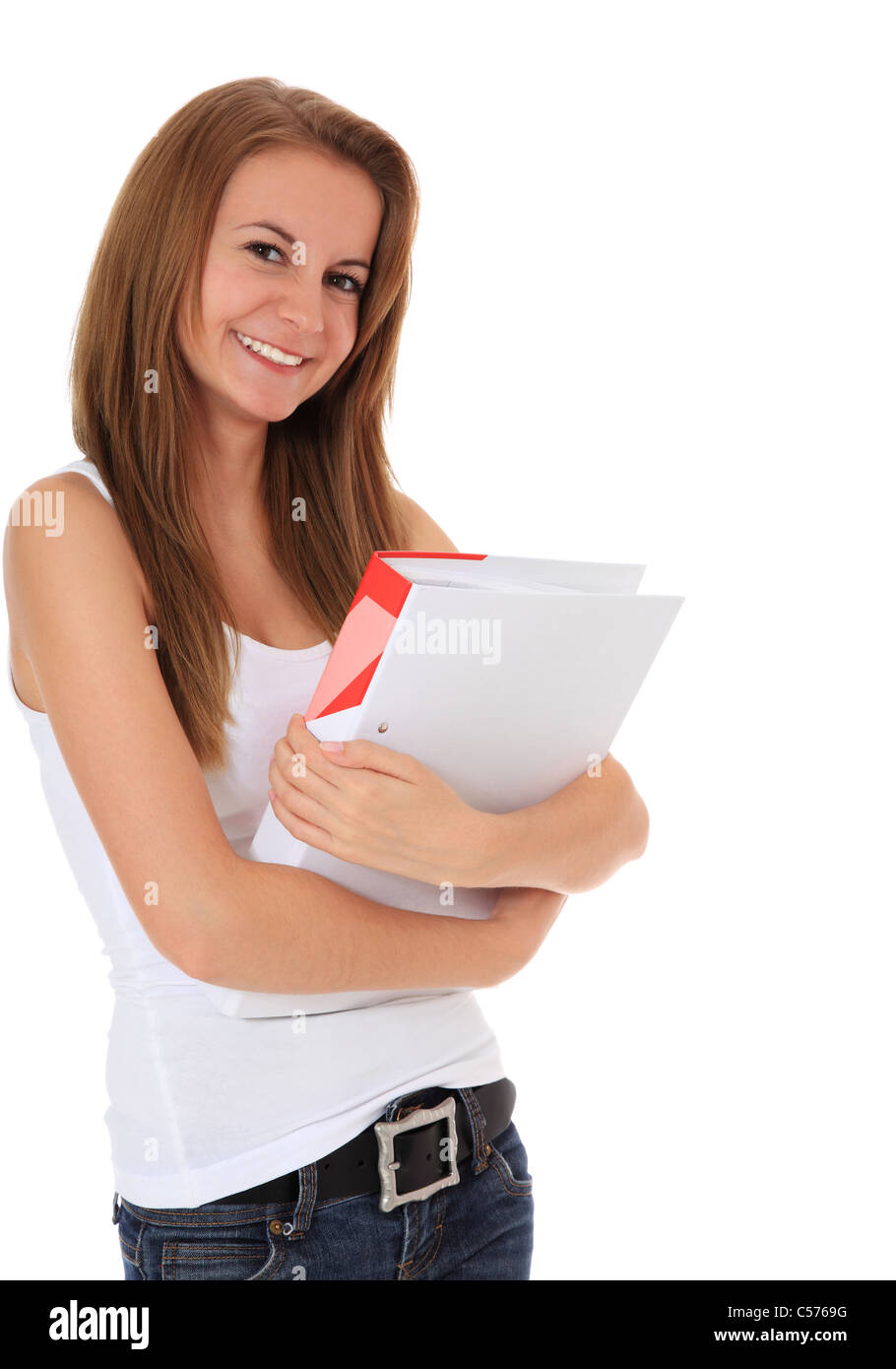 Attractive student. All on white background Stock Photo - Alamy