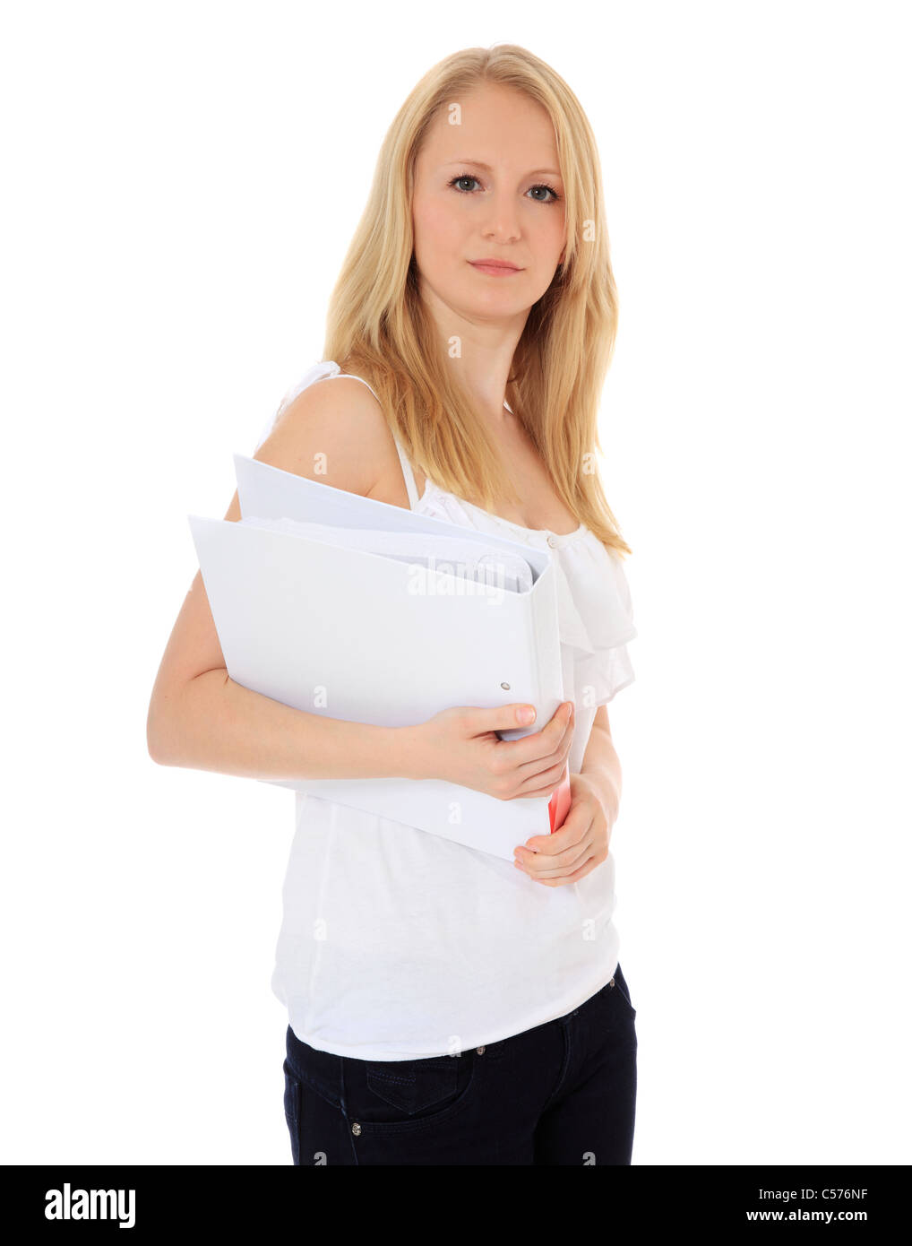 Attractive student. All on white background Stock Photo - Alamy