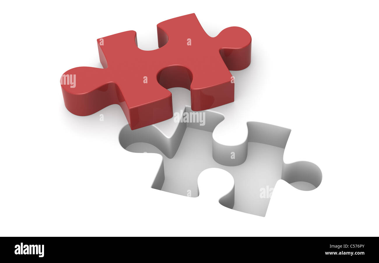 A Red Jigsaw puzzle piece Stock Photo - Alamy