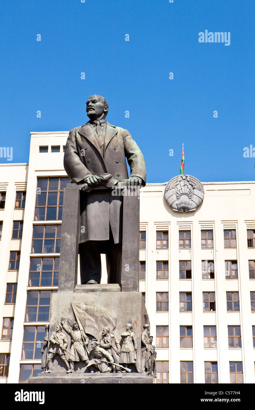 Statue of Vladimir Lenin, House of Government Minsk, Belarus Stock ...