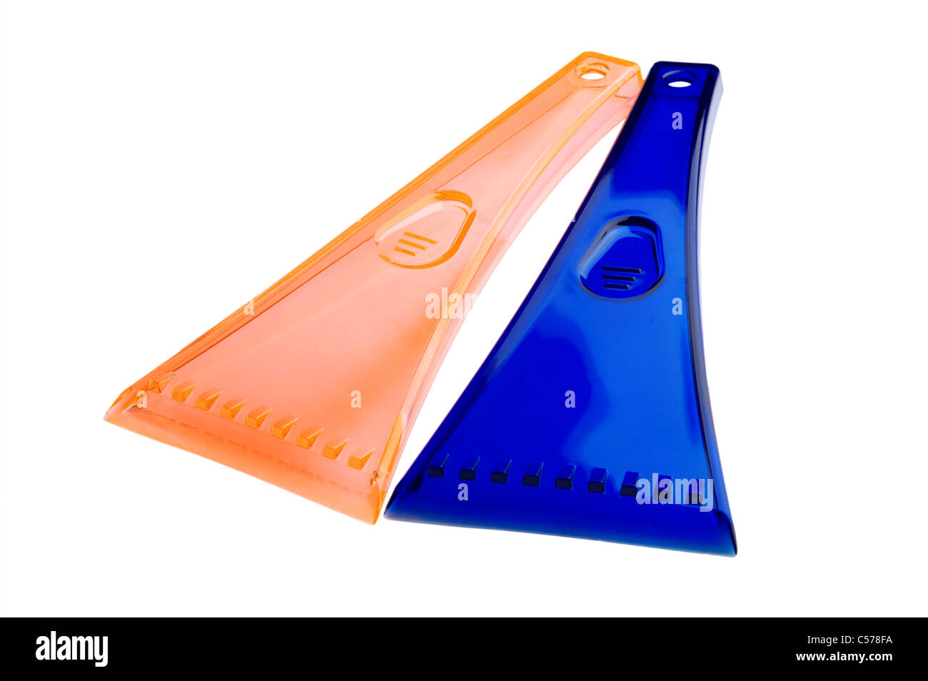 object on white - plastic ice scraper close up Stock Photo - Alamy