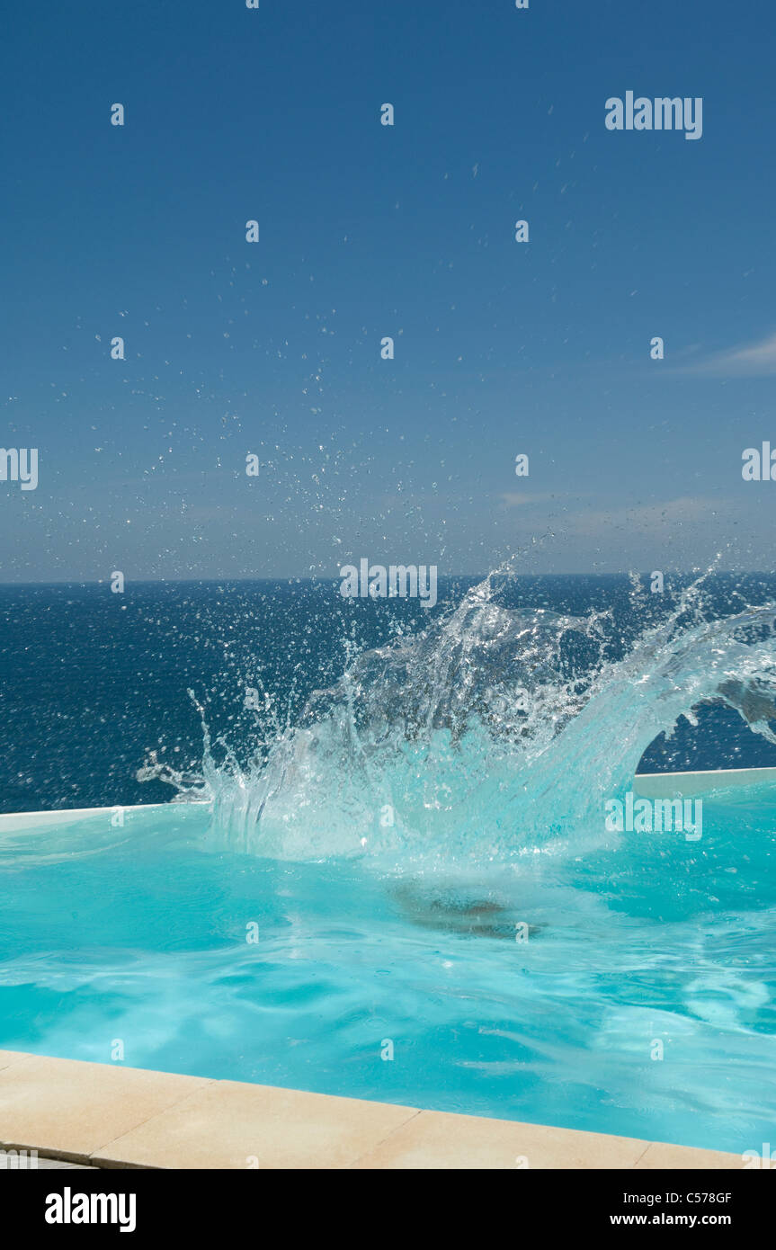 Splashing water in swimming pool Stock Photo - Alamy