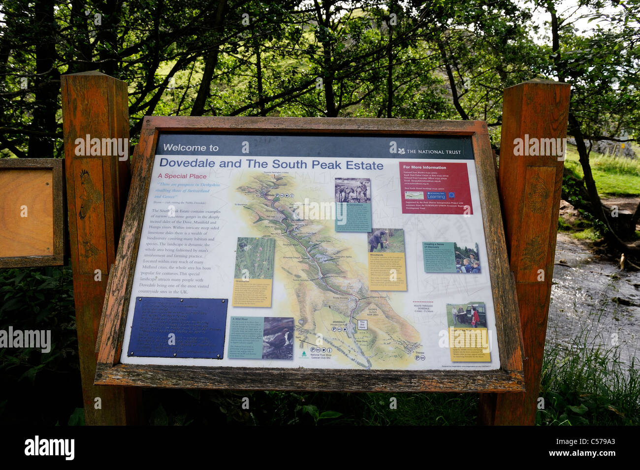 dovedale tourist information sign england uk Stock Photo - Alamy