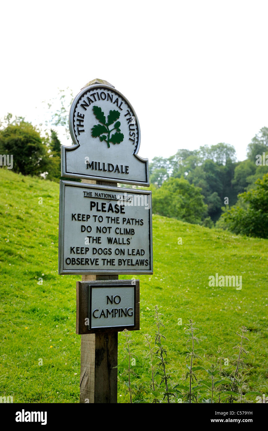 national trust sign at milldale derbyshire england uk Stock Photo - Alamy