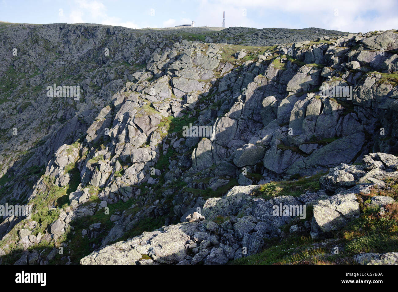 View of the Great Gulf headwall with Mount Washington at the top along ...