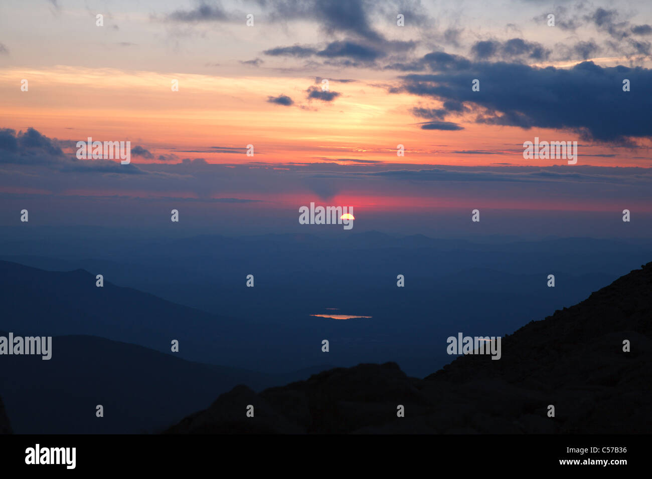 Sunset along the Appalachian Trail near Mount Clay in the White ...