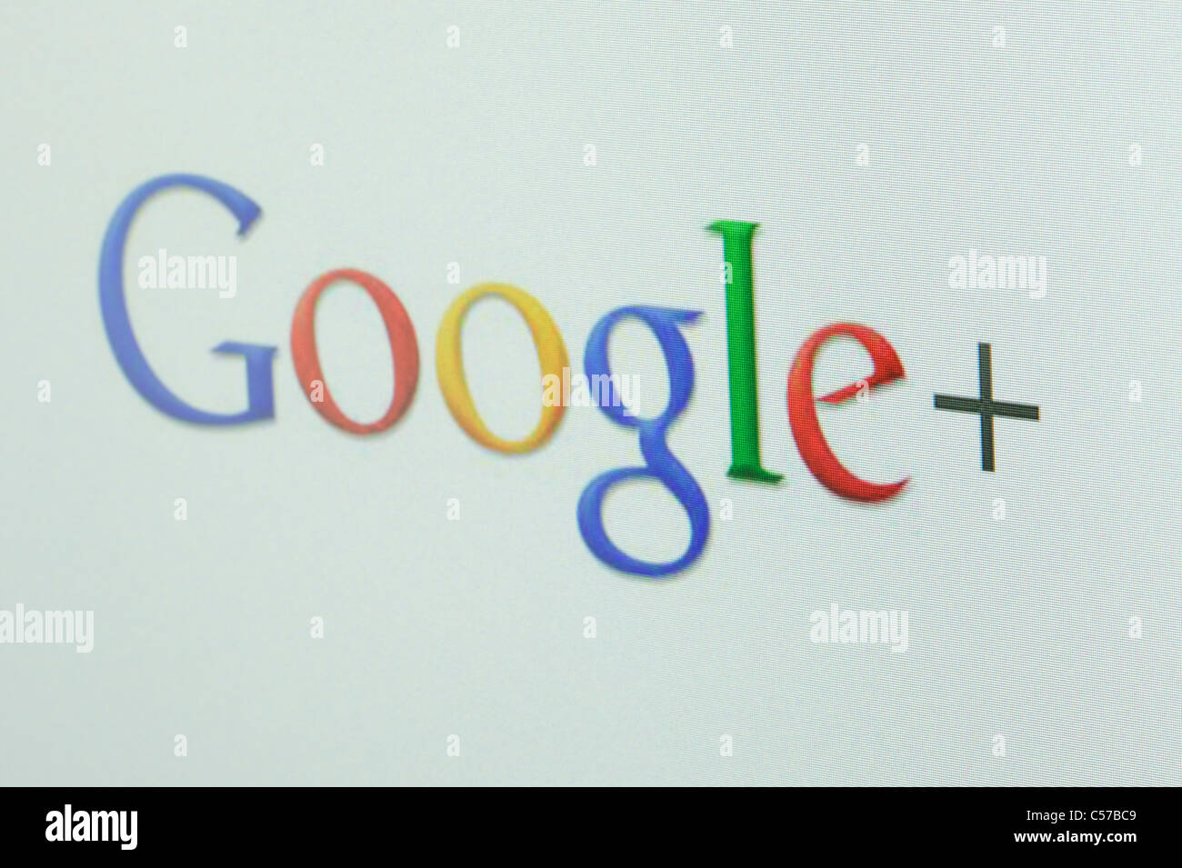 Google+ logo on computer screen, the new social networking site my ...