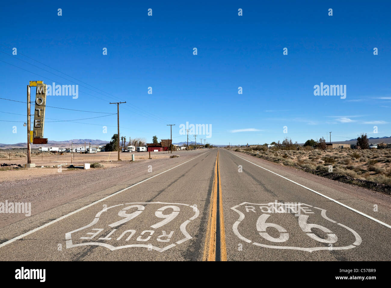 Decayed portion of historic Route 66 in Bagdad California Stock Photo ...