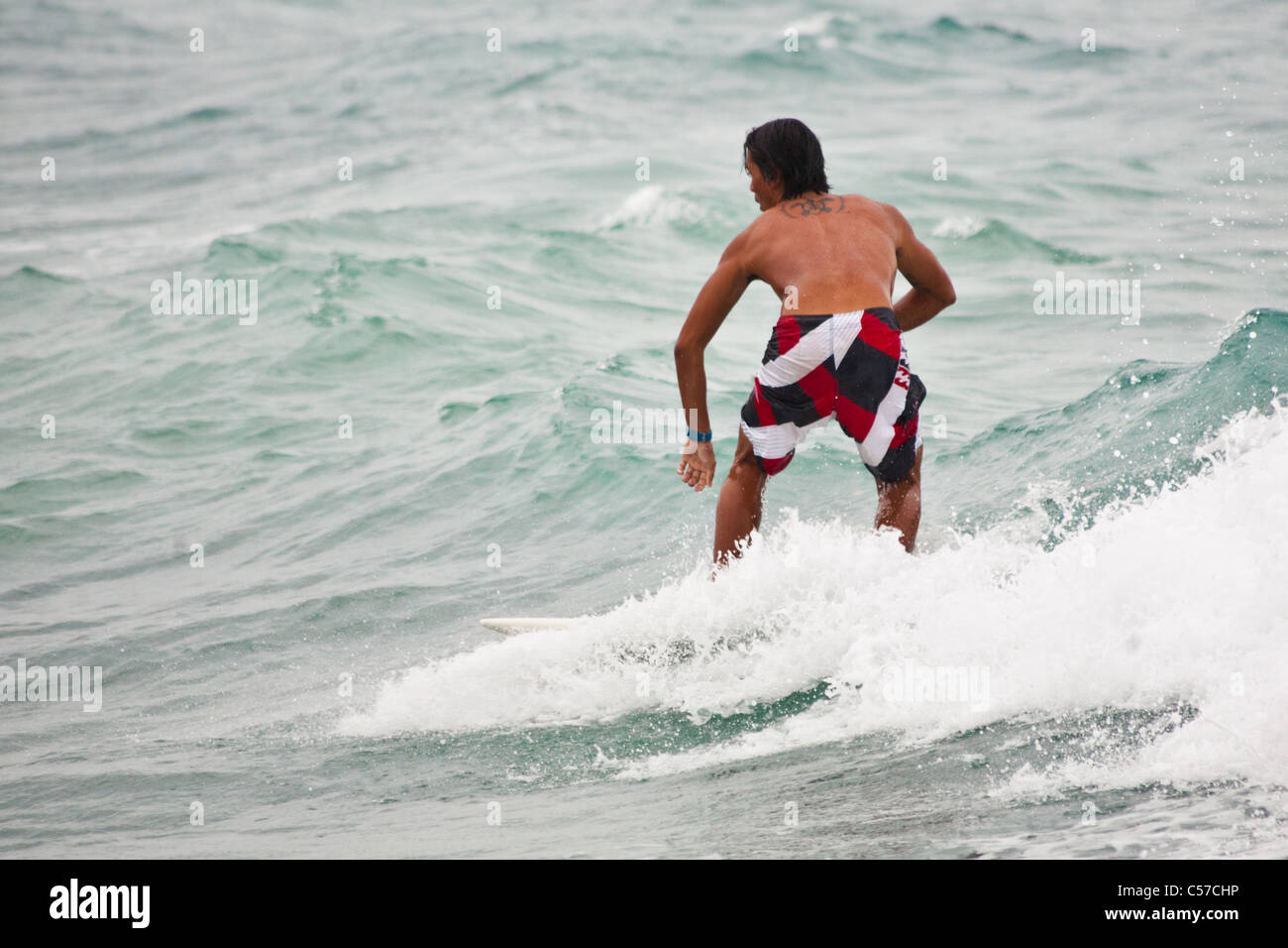 Local is surfing at a beach on the island of Bohol, Philippines Stock ...