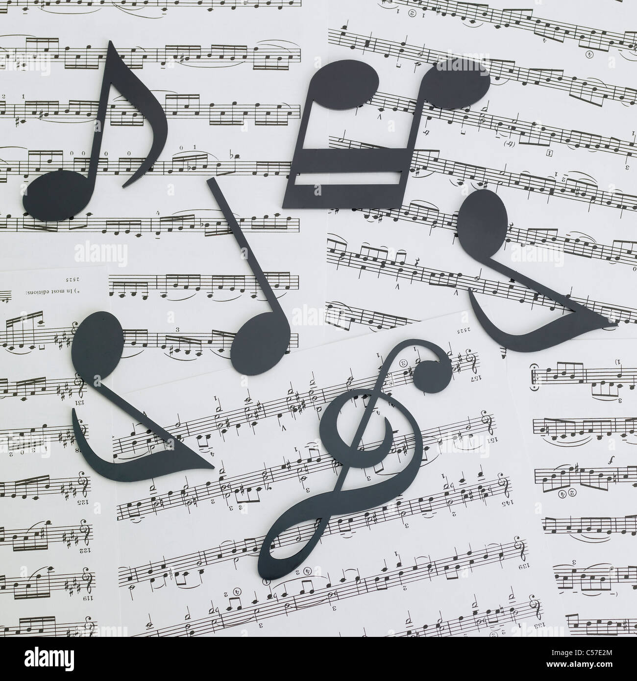 Musical notes and score Stock Photo - Alamy