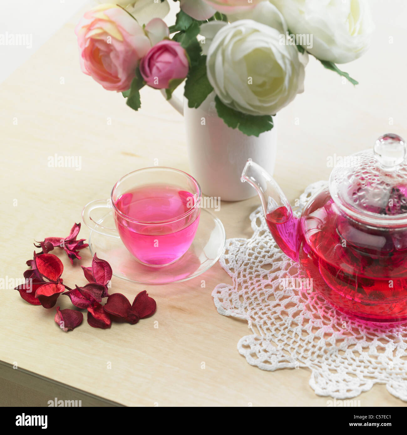 rose petal and rose tea Stock Photo - Alamy