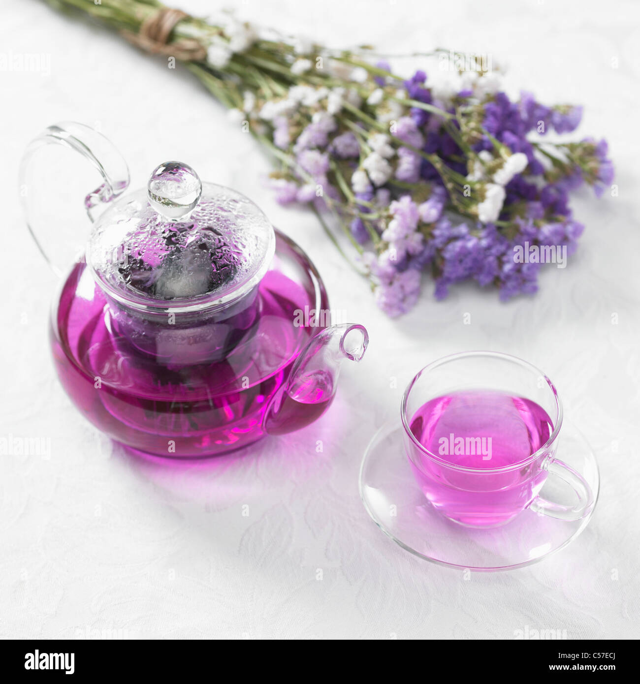 herb tea and tea ware Stock Photo - Alamy