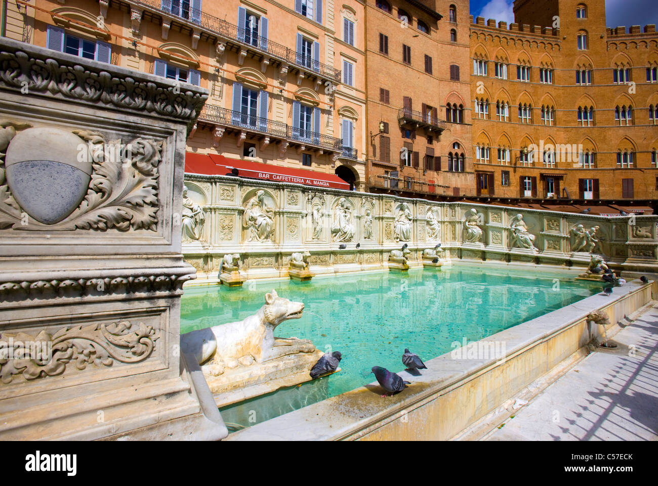 Siena, Fonte Gaia, Italy, Europe, Tuscany, town, city, houses, homes ...