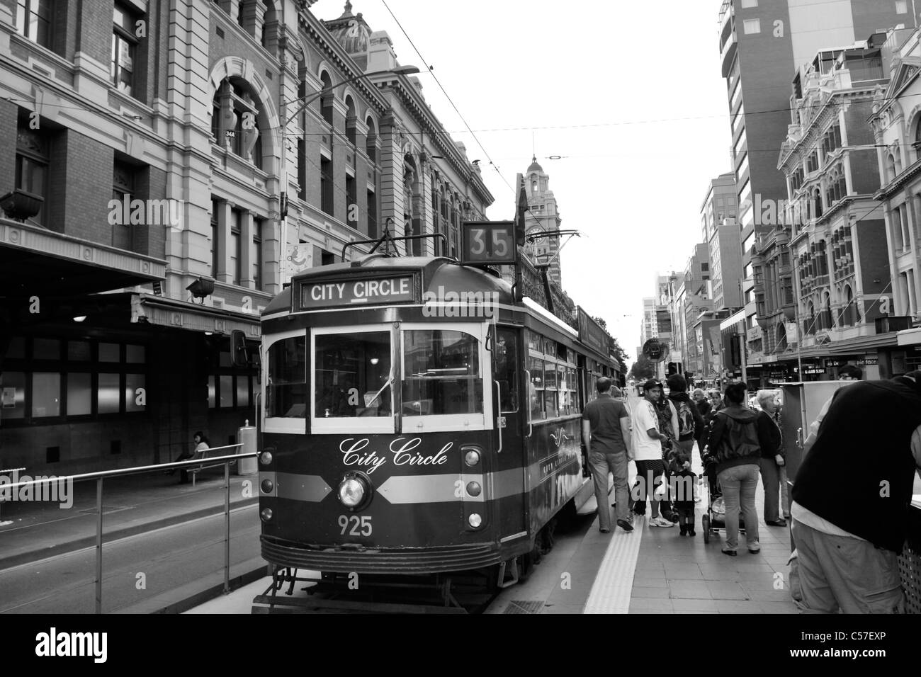 Melbourne city tram Black and White Stock Photos & Images - Alamy