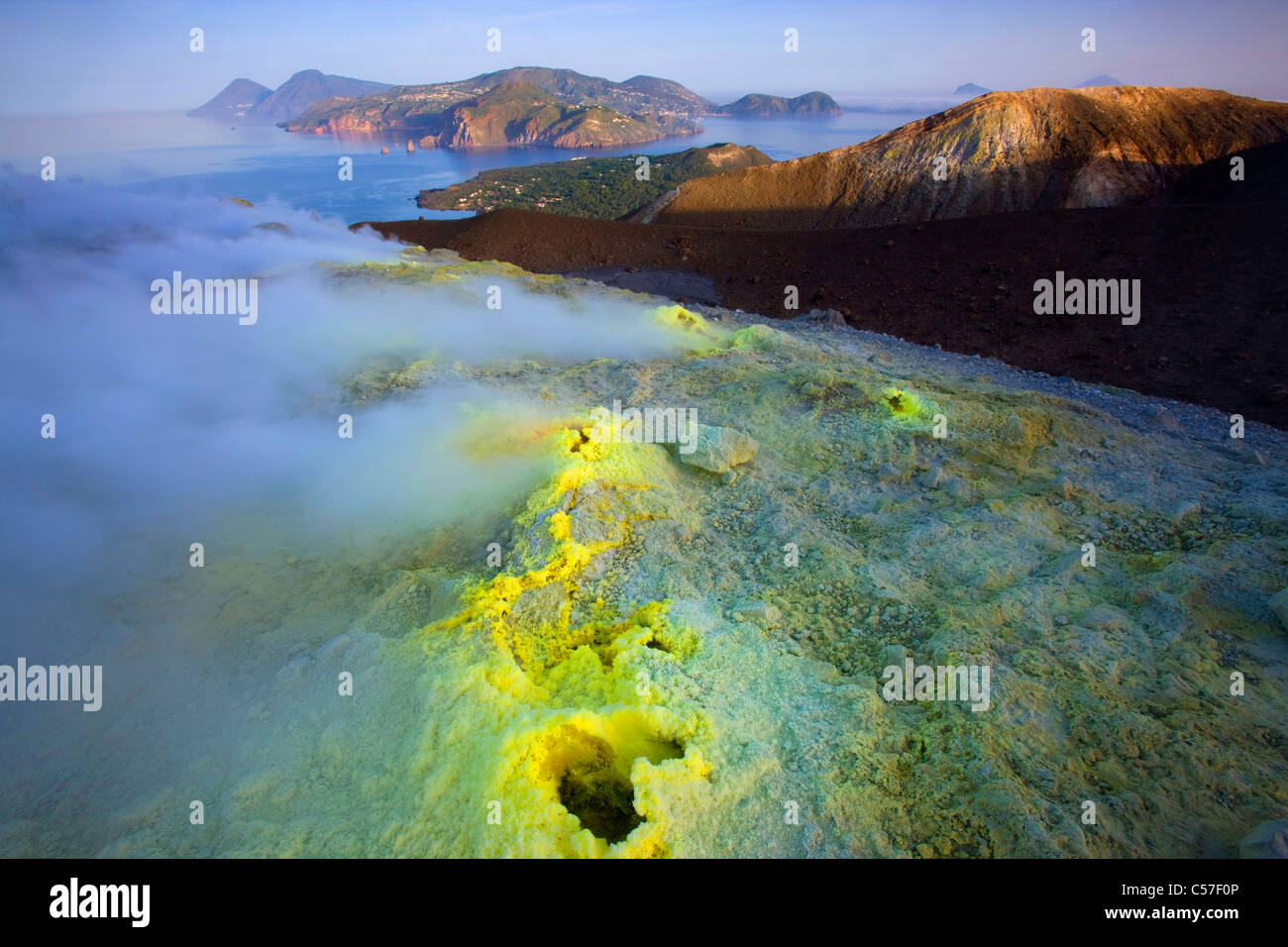 Vulcano, Italy, Europe, Lipari Islands, island, isle, volcano, crater ...