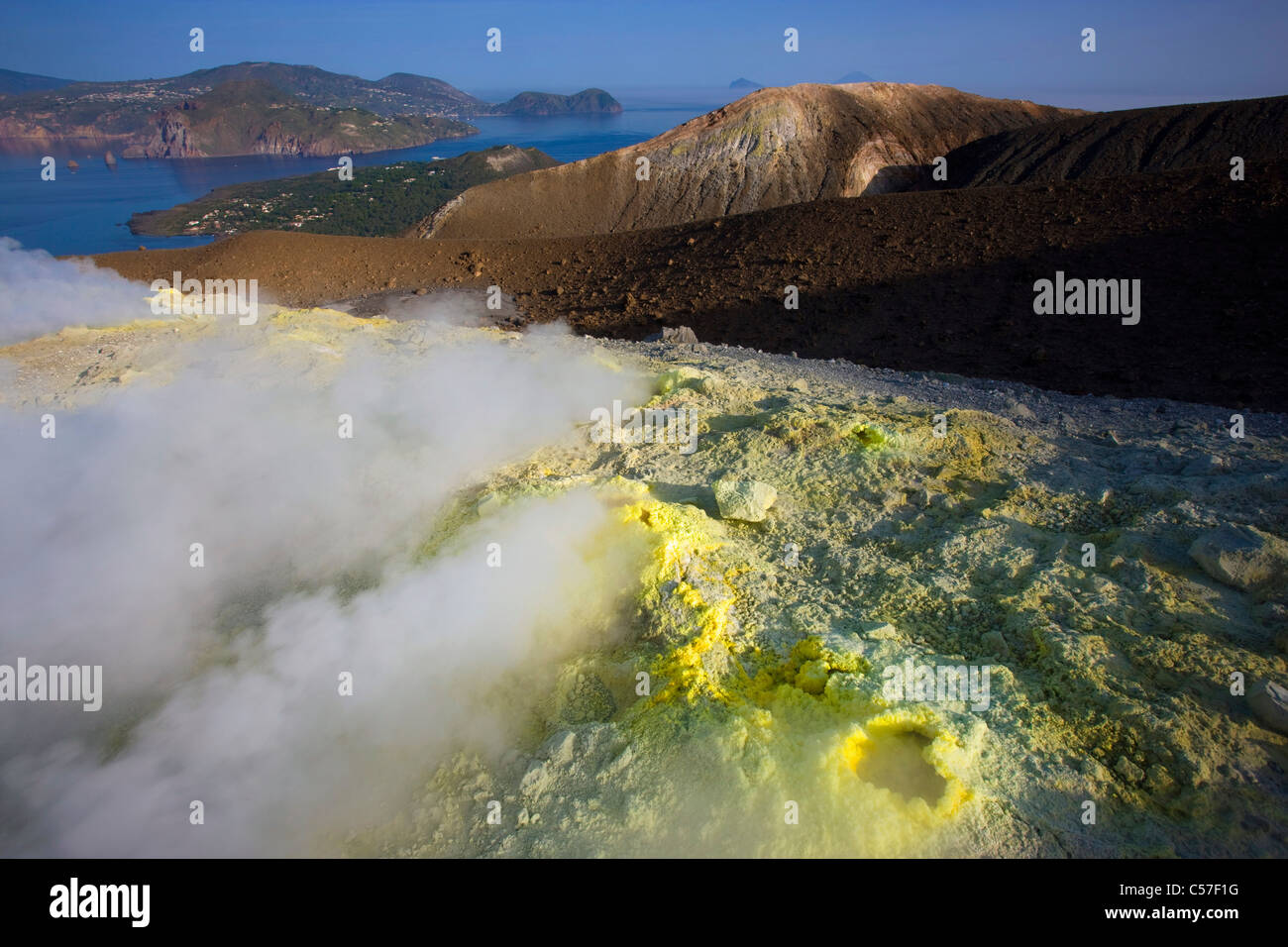 Vulcano, Italy, Europe, Lipari Islands, island, isle, volcano, crater ...