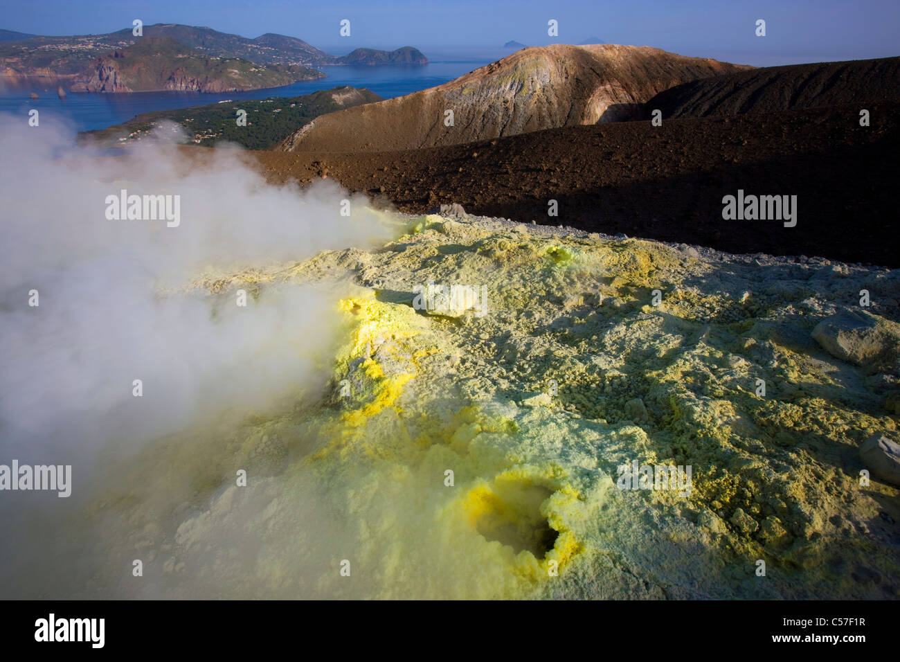 Vulcano, Italy, Europe, Lipari Islands, island, isle, volcano, crater ...