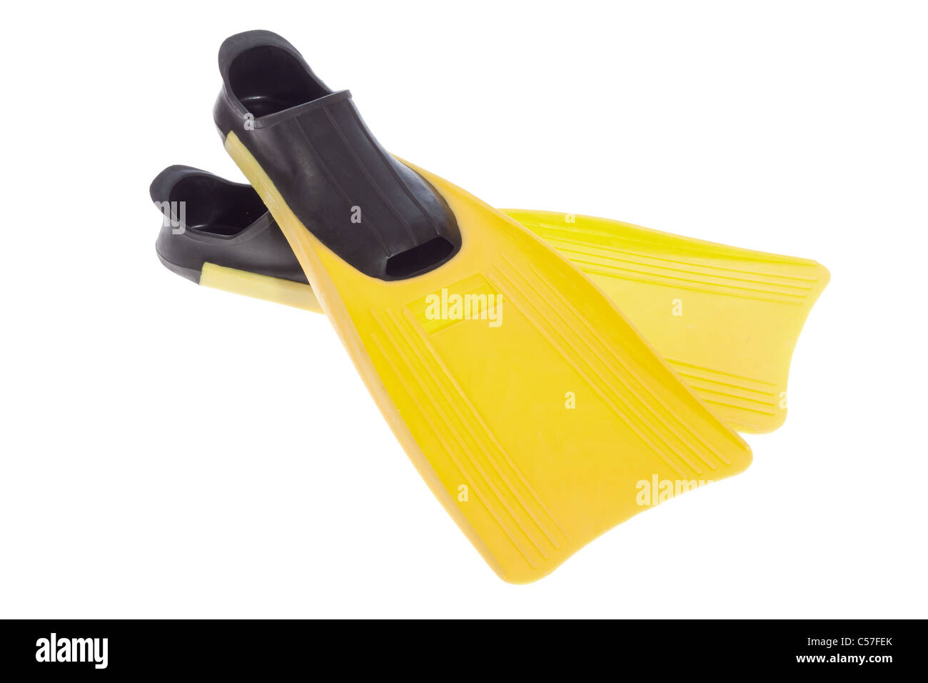 Yellow Flippers isolated on the white background Stock Photo - Alamy