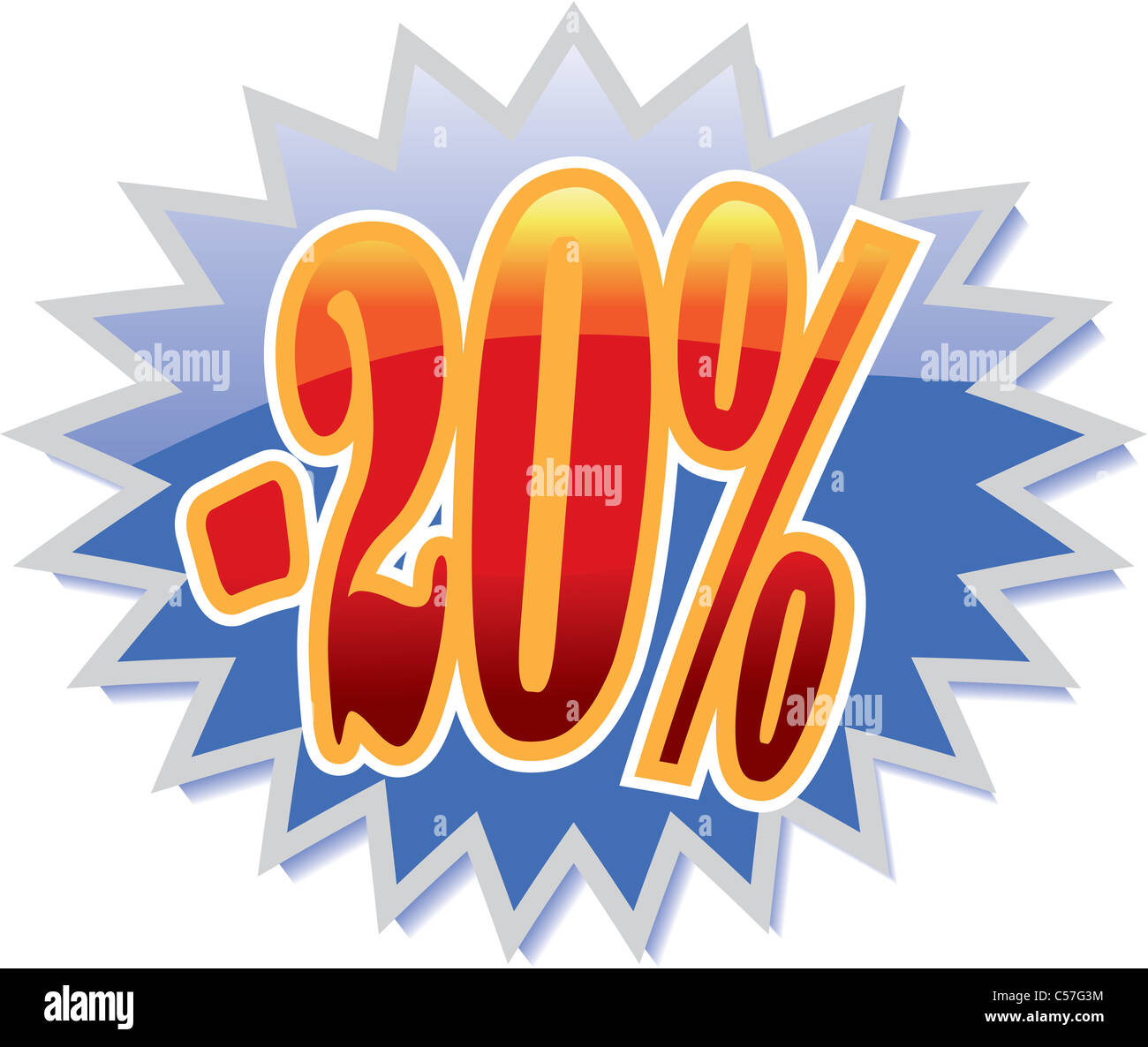 Blue discount label with red -20%. Vector illustration Stock Photo - Alamy