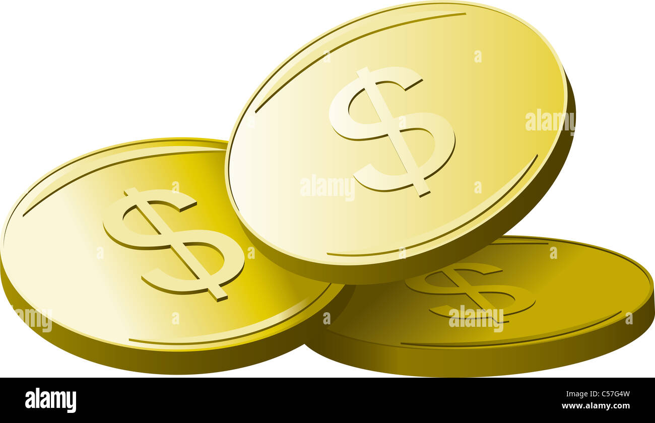 Gold coins with dollar sign. Vector illustration Stock Photo - Alamy