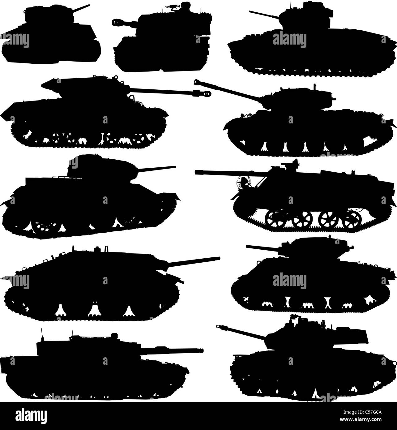 Military tank silhouettes hi-res stock photography and images - Alamy