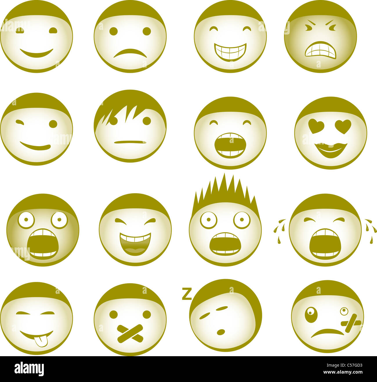 Collection of vector smilies with different expressions Stock Photo - Alamy