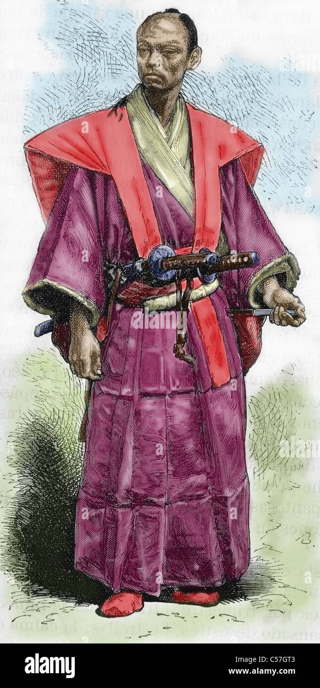 Japan. Taikun officer. Colored engraving from 1882 Stock Photo - Alamy