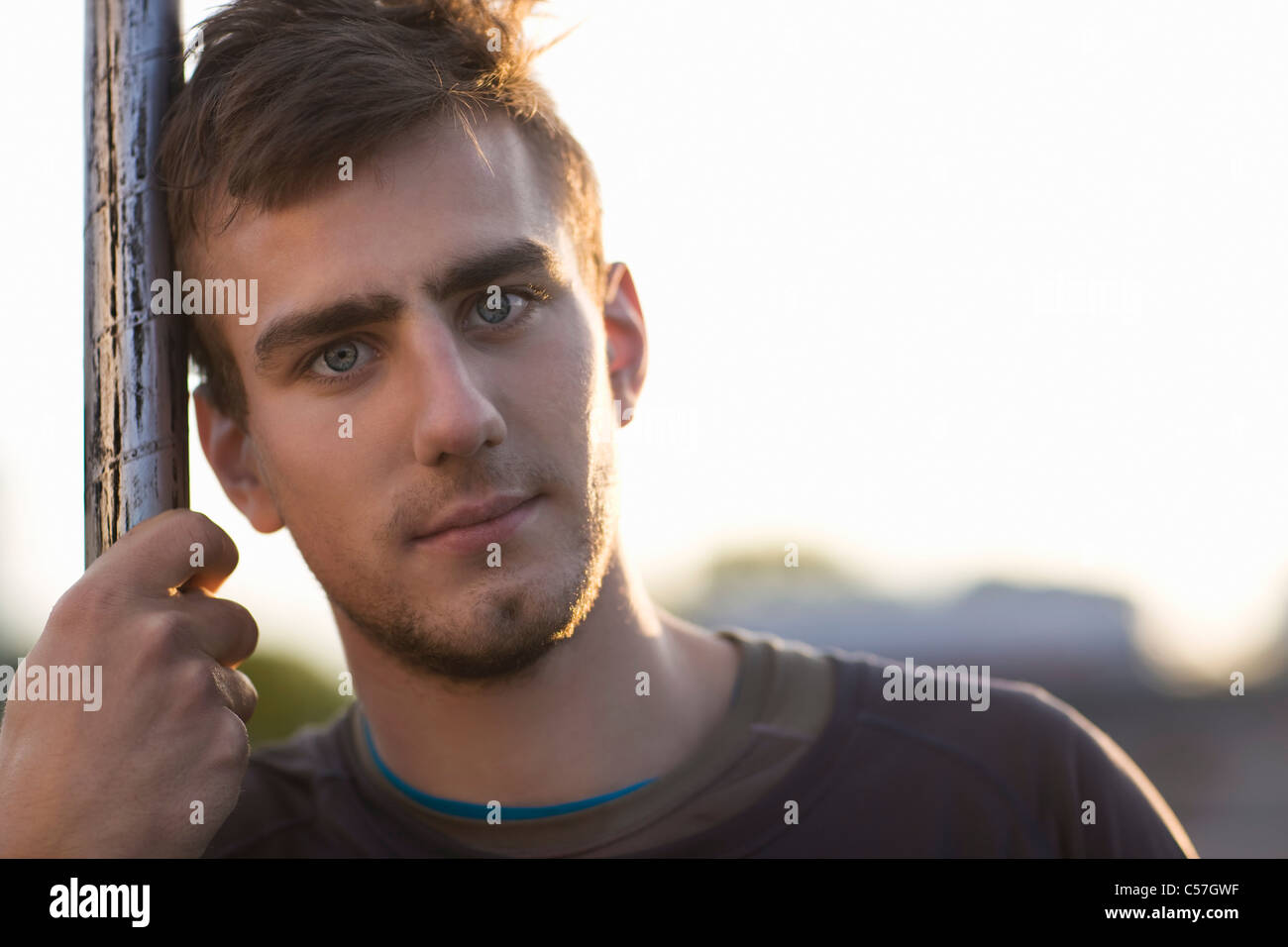 Leaning on staff hi-res stock photography and images - Alamy