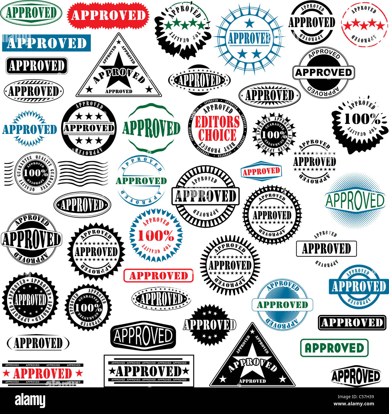 Collection of rubber stamps with text approved. See other rubber stamp ...