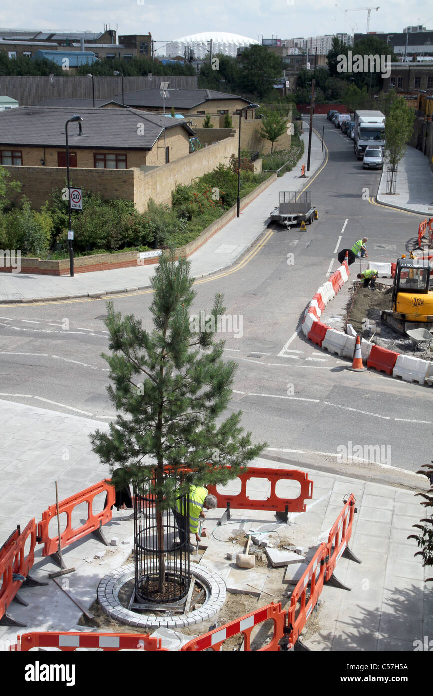 Pavement improvement at Hackney Wick, by London 2012 Olympic Park with ...