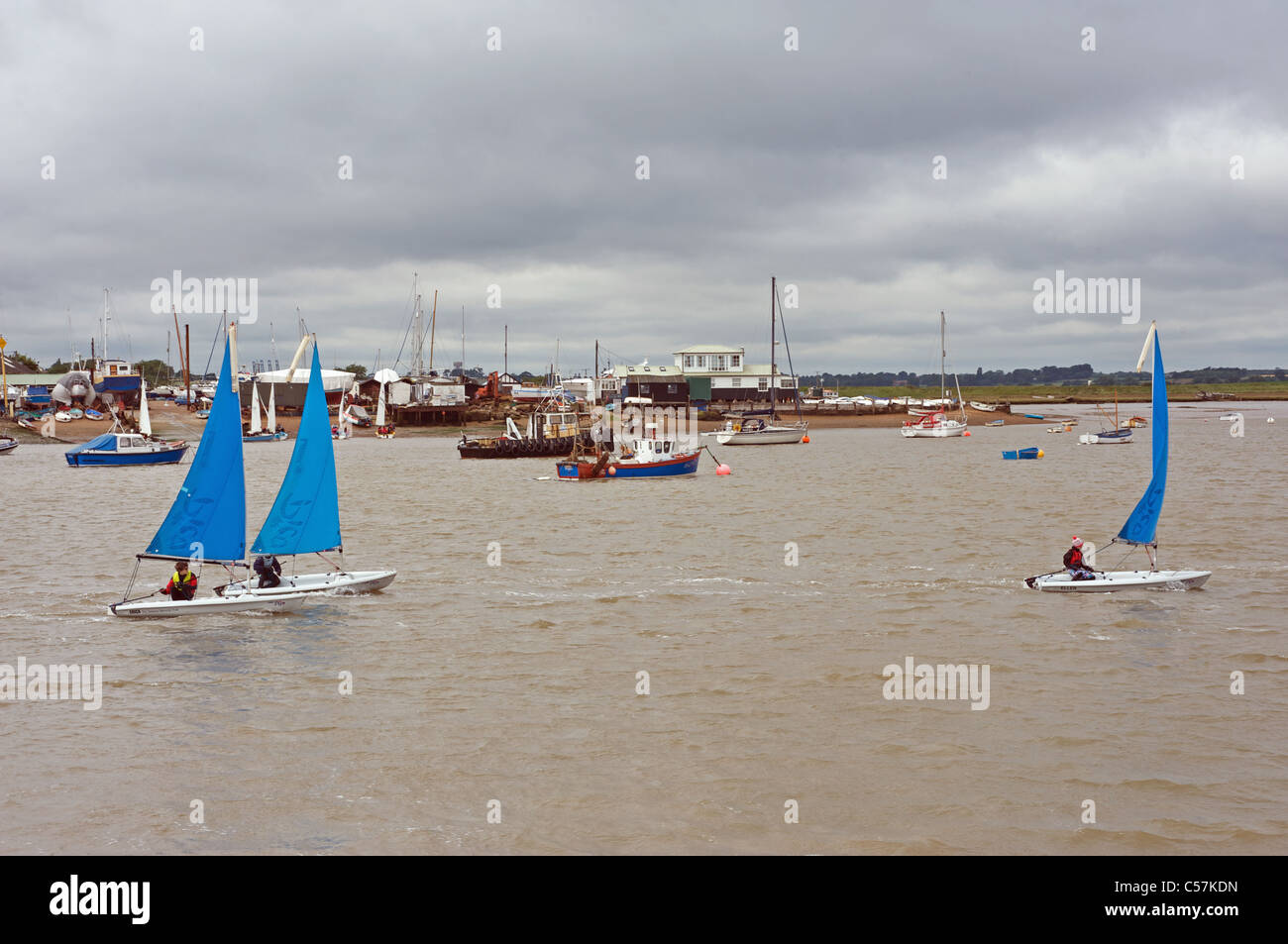 Sail boats, river Deben, Felixstowe Ferry, Suffolk, England Stock Photo ...