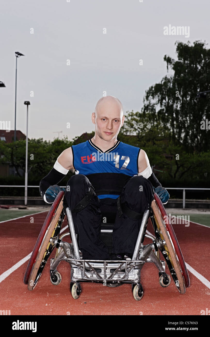 Para rugby player in wheelchair on track Stock Photo - Alamy